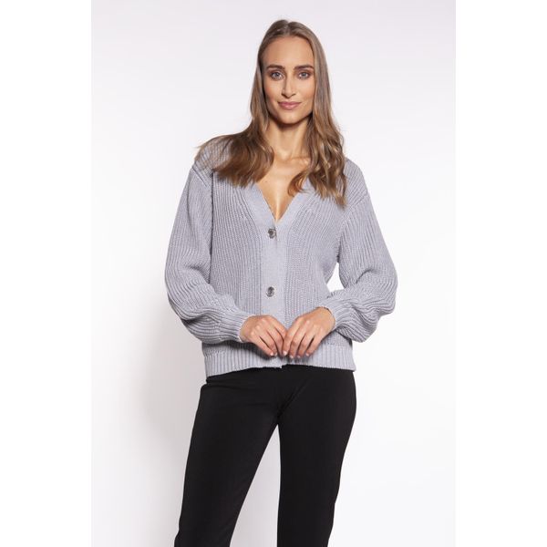 Szary rozpinany sweter | Bialcon.pl