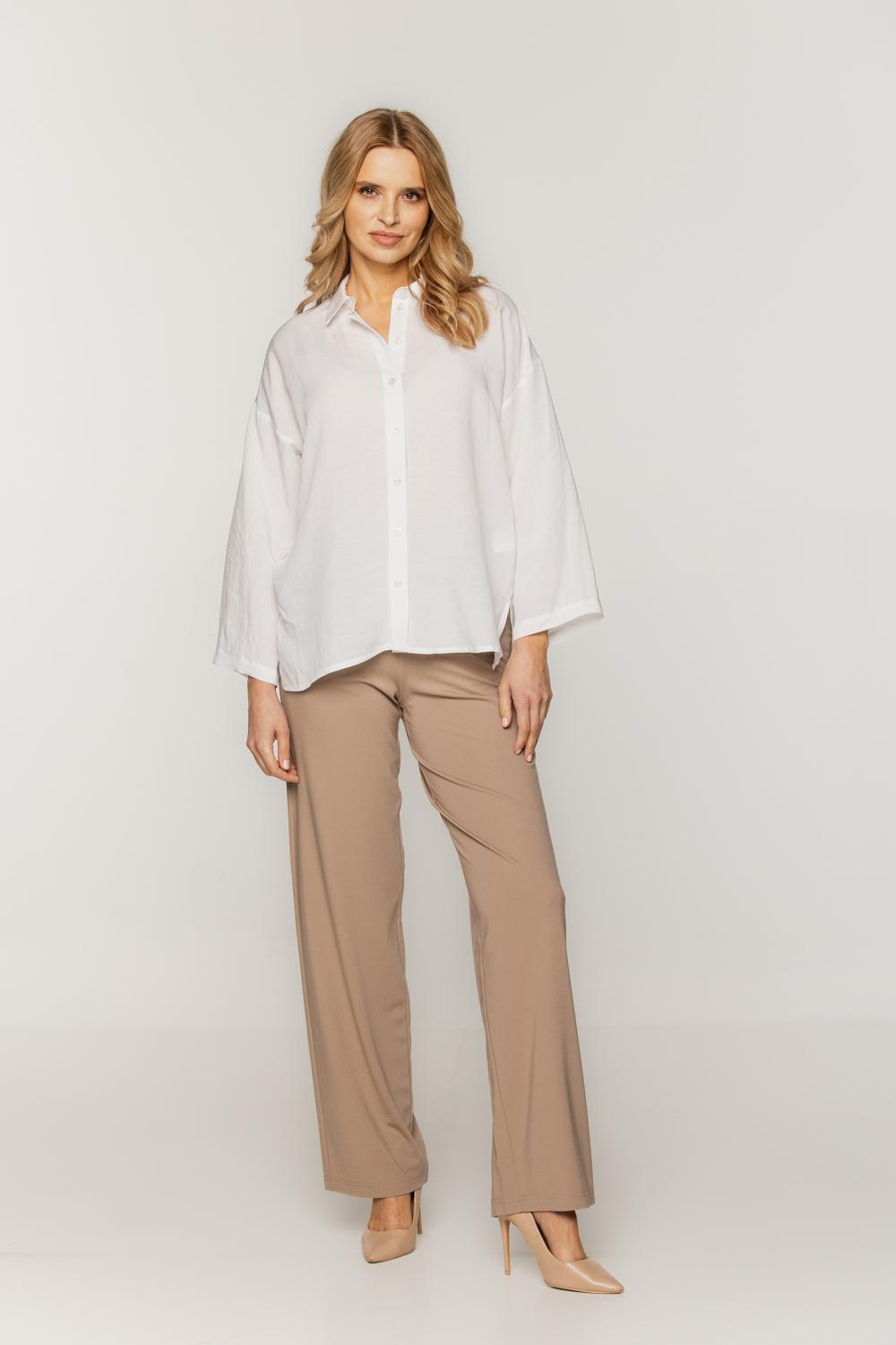 Biała zwiewna koszula z wiskozy i lnu | Bialcon.pl