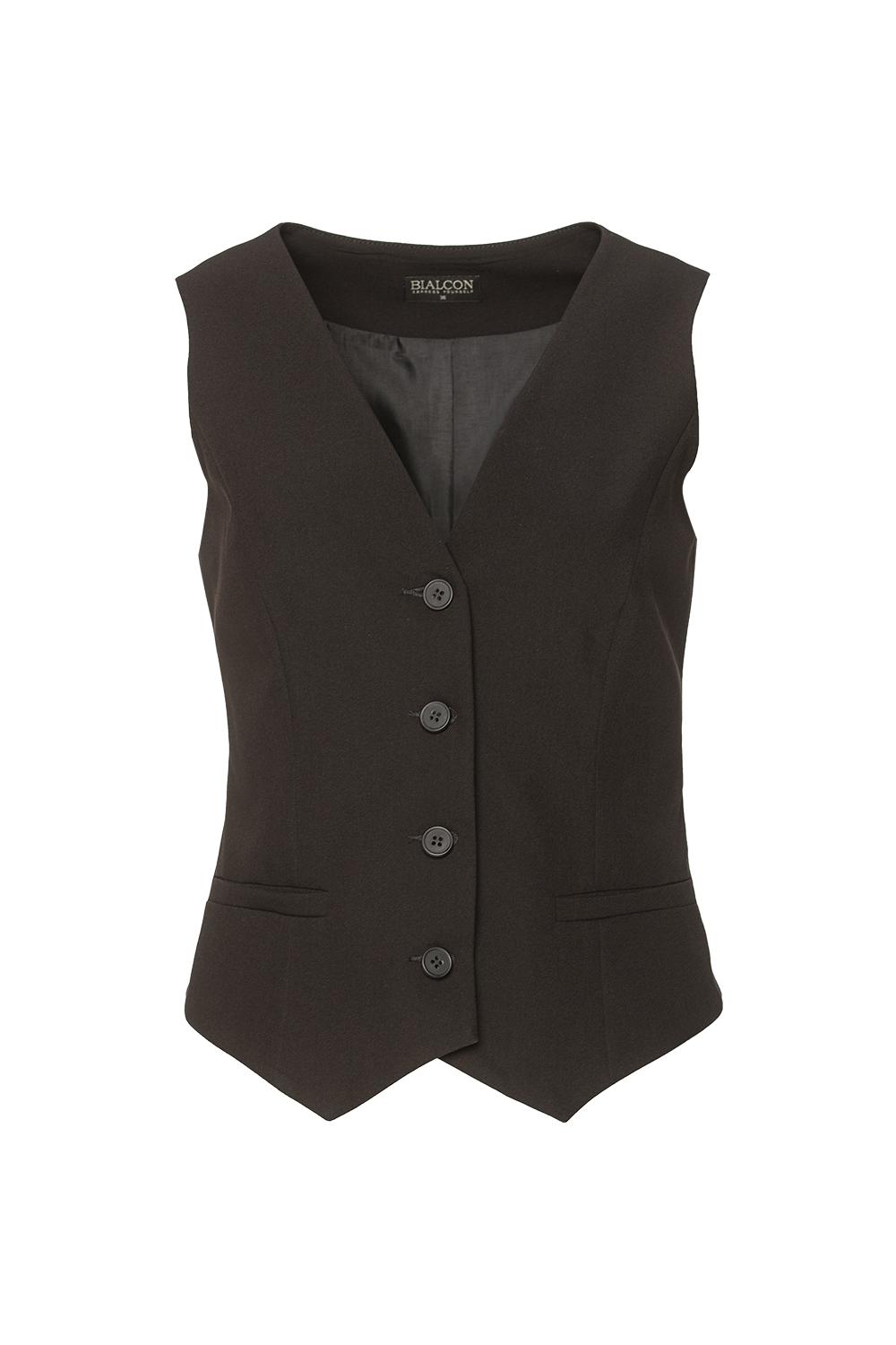 Elegancka kamizelka z czarnej tkaniny | Bialcon.pl