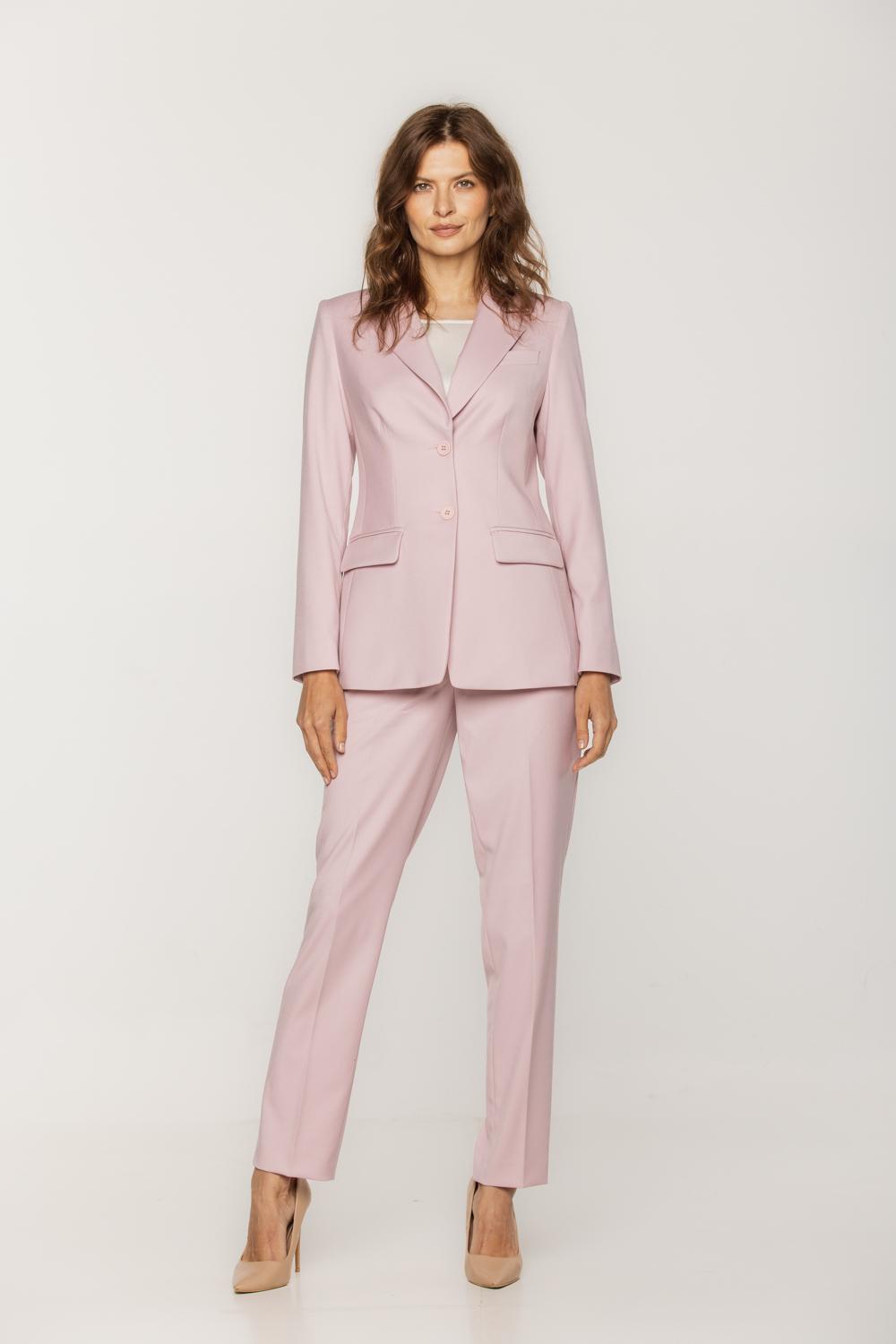 Klasyczne spodnie w kant w odcieniu pudrowego różu | Bialcon.pl