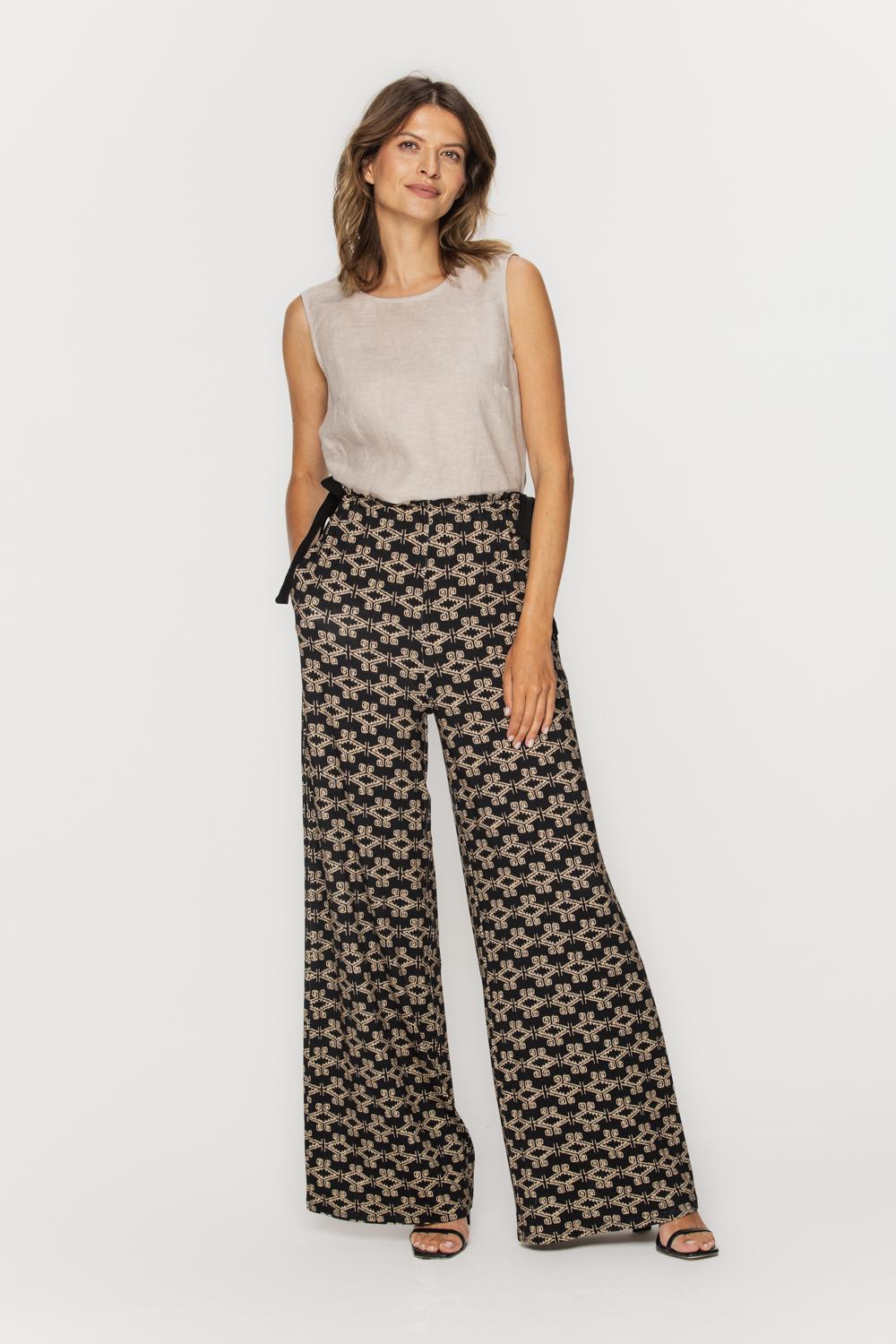 Spodnie z troczkiem w talii | Bialcon.pl